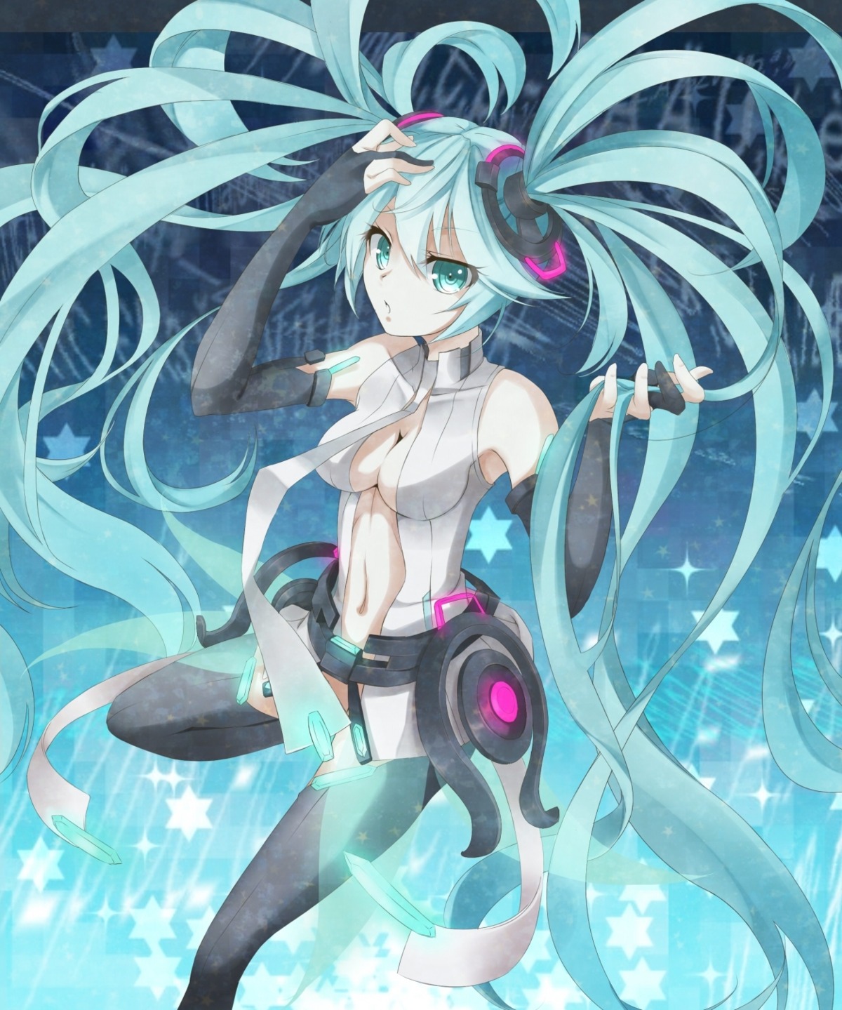 kujou ichiso vocaloid vocaloid append hatsune miku miku append cleavage | #144847 | yande.re